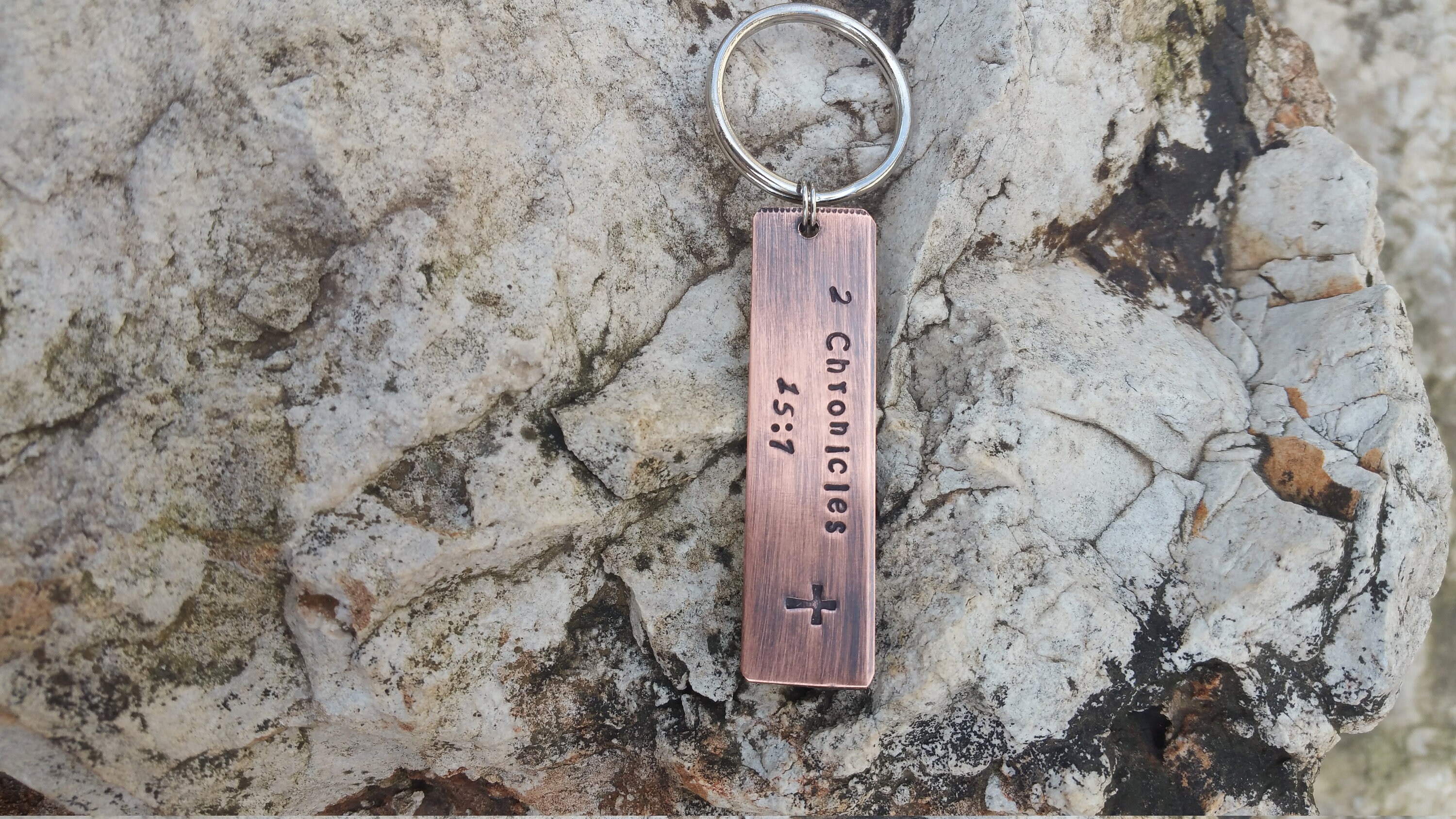 Personalized Hand Stamped Copper Key Chain - Etsy UK