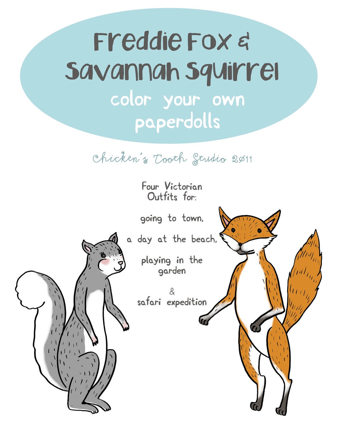 Printable Paper Dolls, Color Your Own (freddie the Fox & Savannah ...
