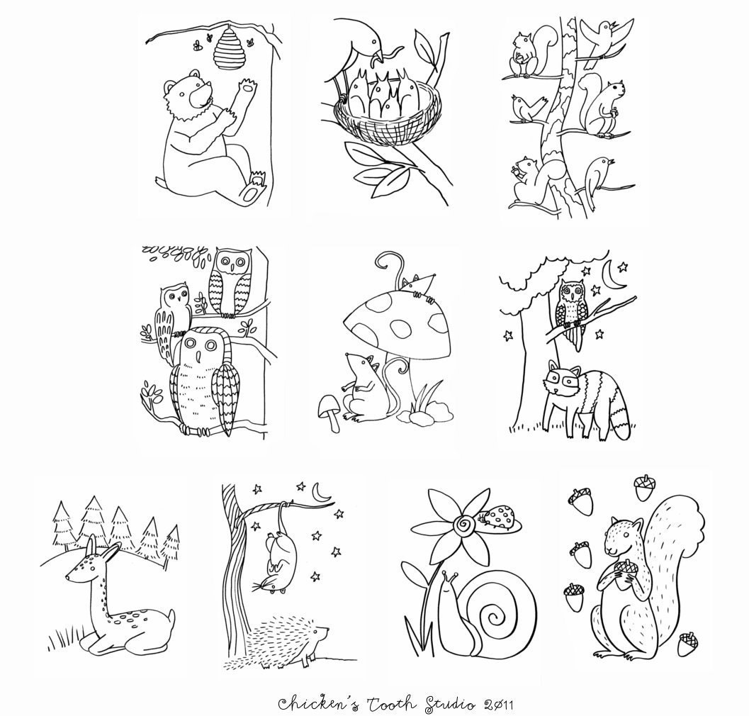 Printable Coloring Book WOODLAND ANIMALS - Etsy