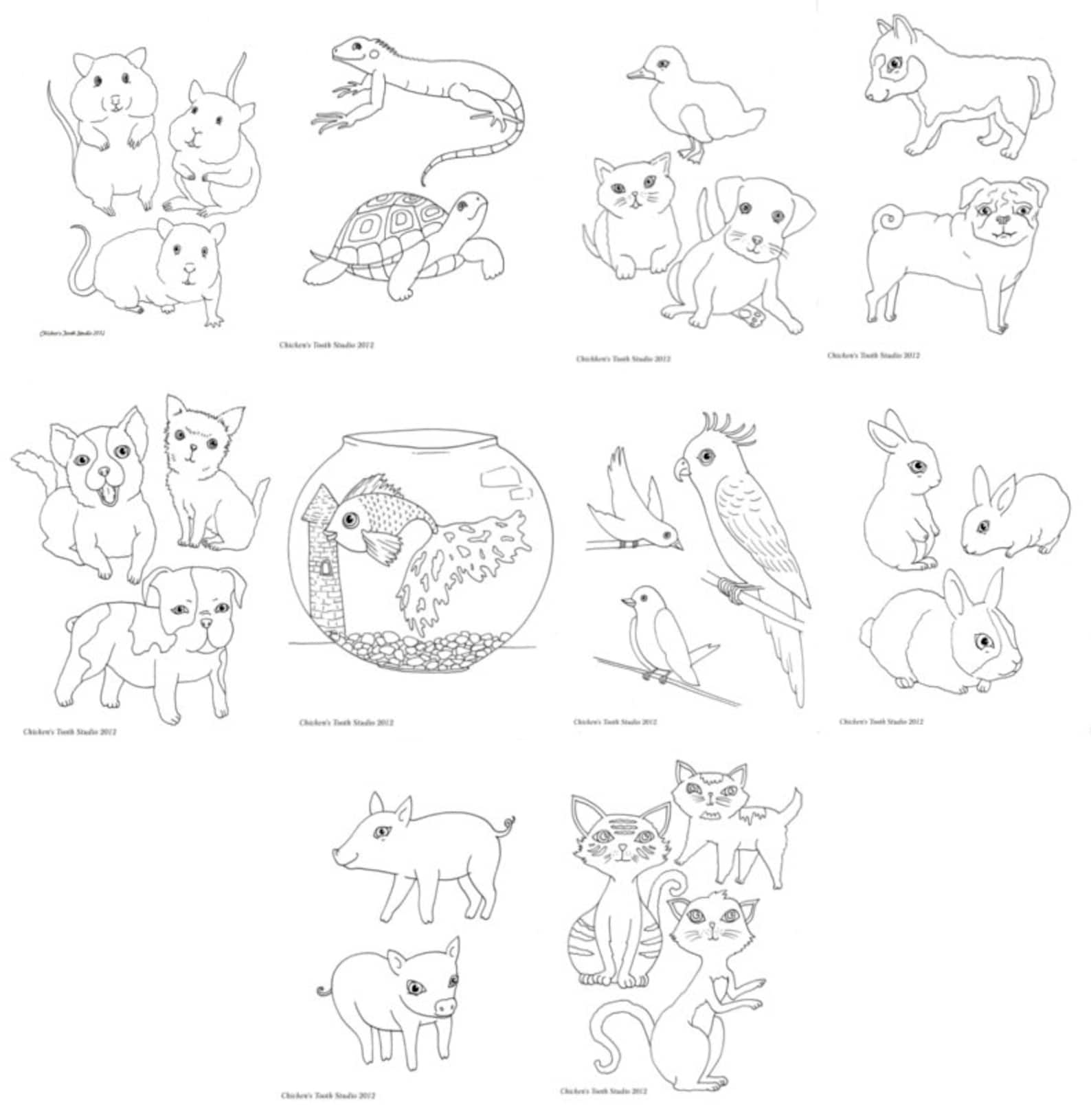 Printable Coloring Book CUDDLY PETS - Etsy