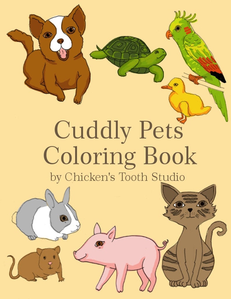 Printable Coloring Book CUDDLY PETS - Etsy