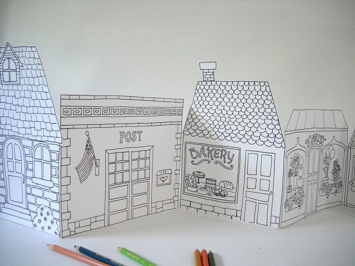 Printable Coloring Book MY TOWN - Etsy