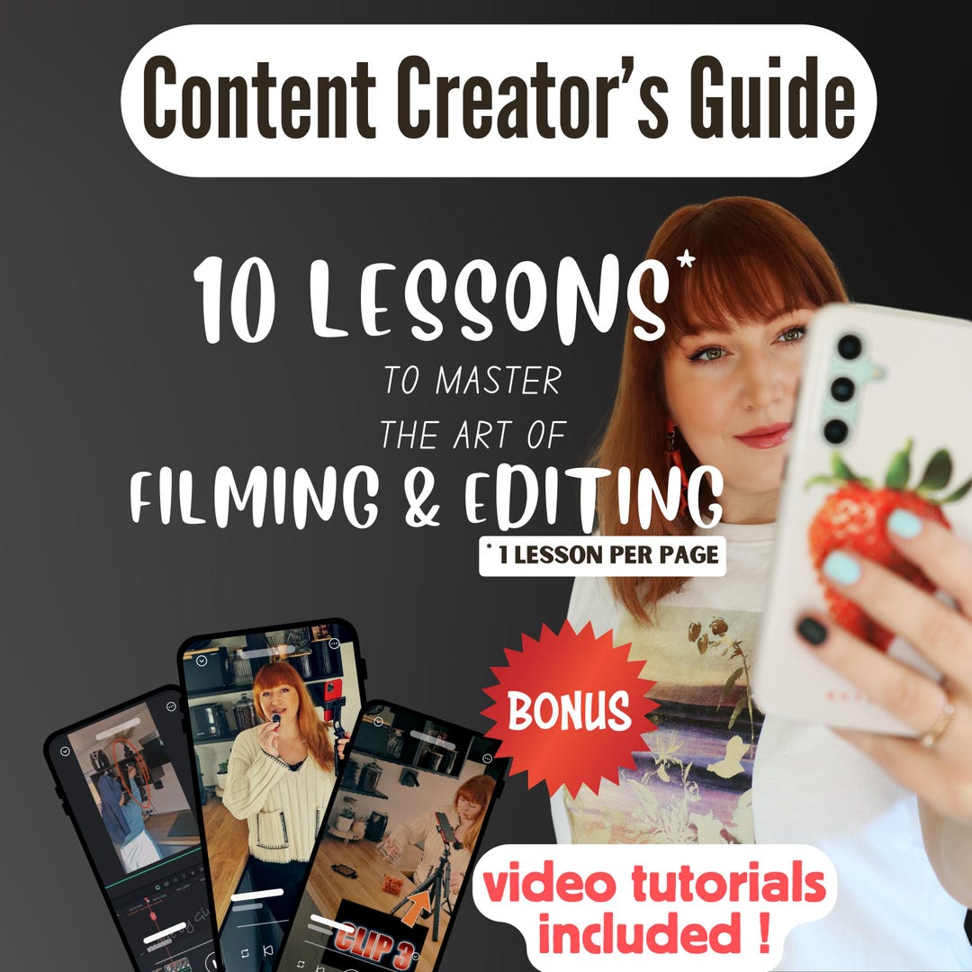 Content Creator's Guide: 10 Lessons Filming & Editing (digital Download ...