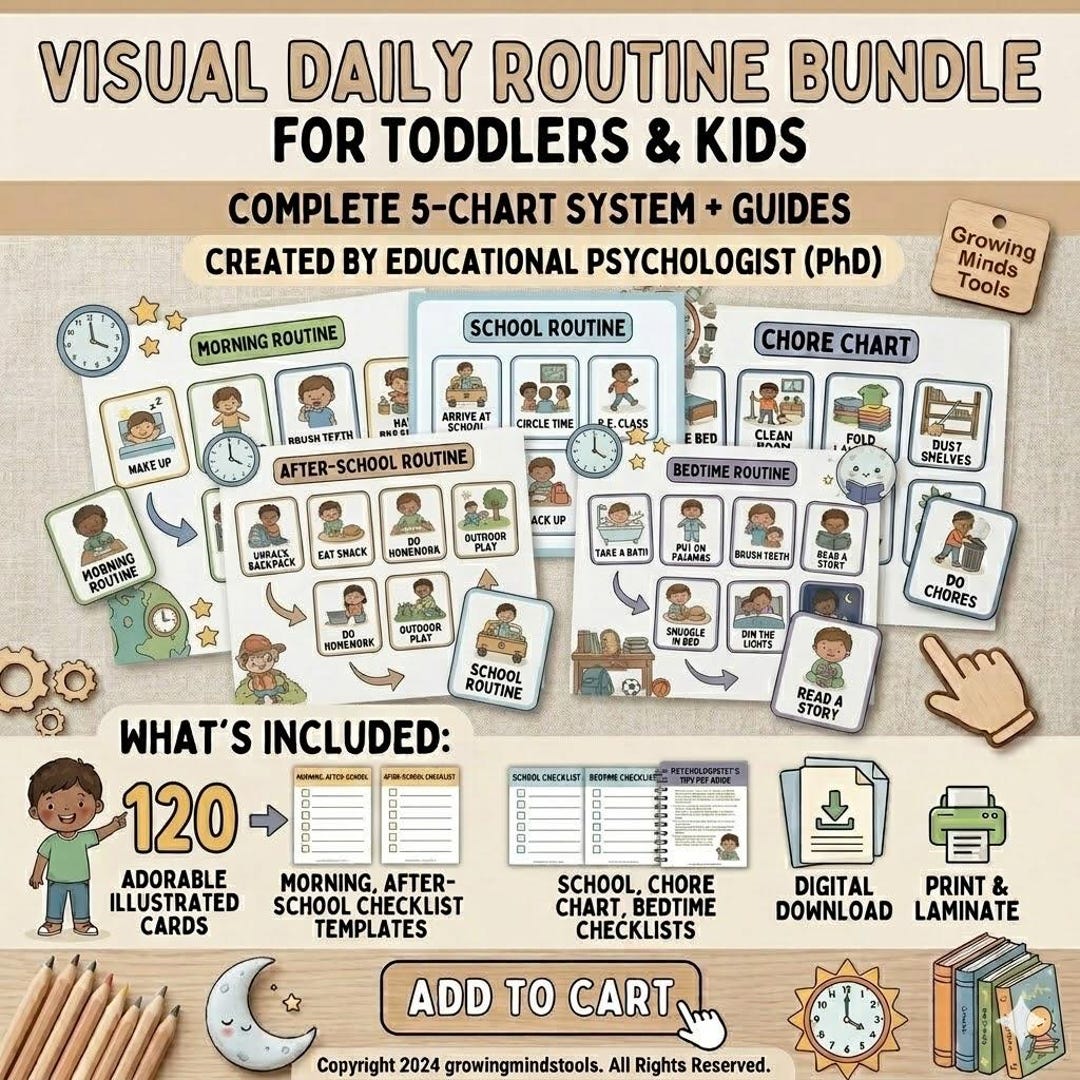 120 Visual Routine Cards Bundle, Kids Daily Schedule Mega Pack, ADHD ...