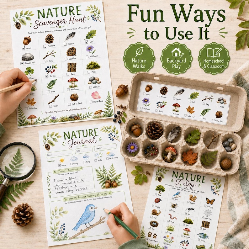 Nature Scavenger Hunt Printable | Kids Outdoor Activity Bundle | I Spy ...