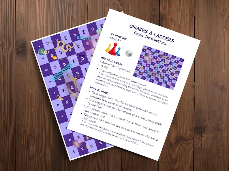 Snakes & Ladders Printable Board Game Placemat Space Theme | Homeschool ...
