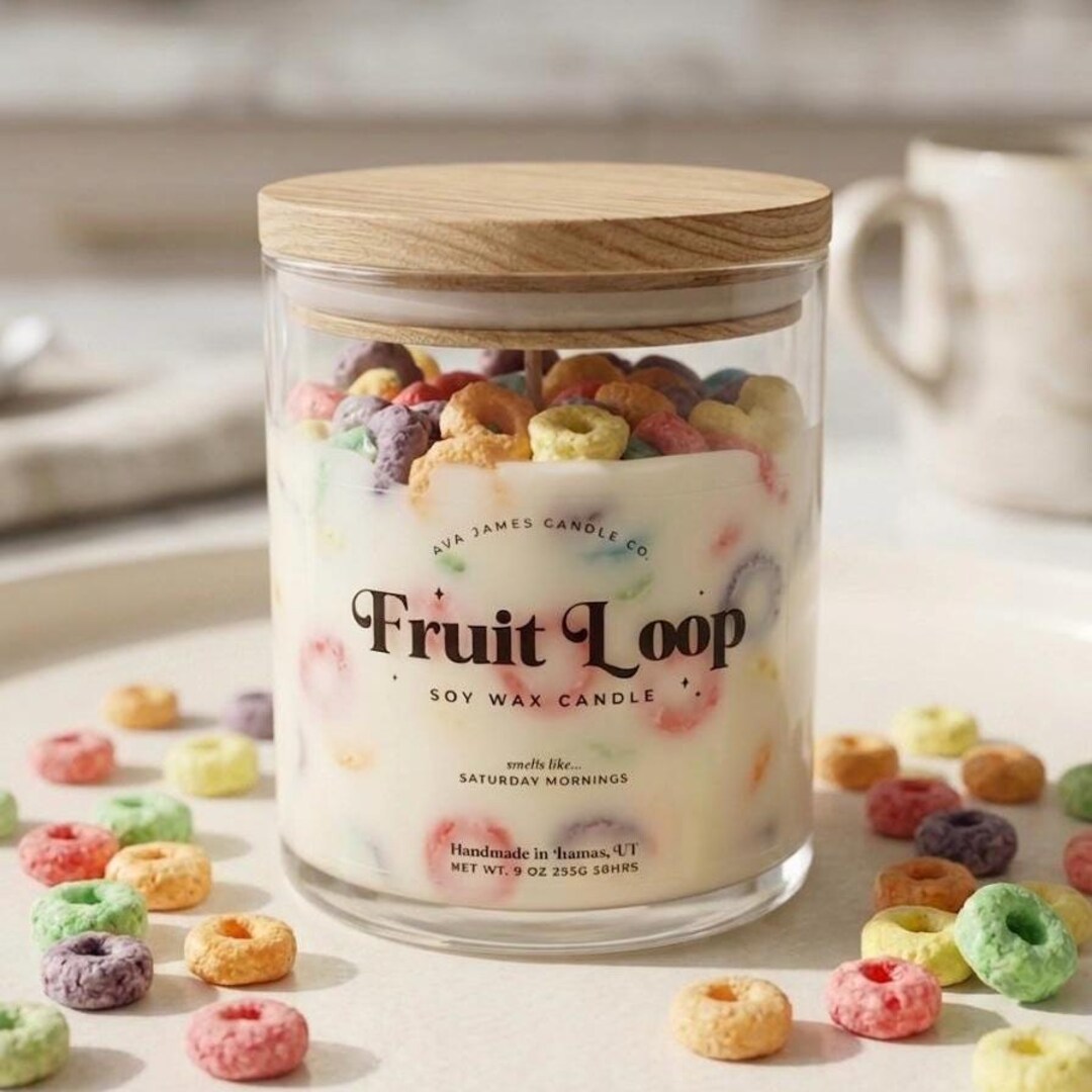 Fruit Loop Candle, Nostalgic Cereal Milk Soy Candle, Saturday Morning ...