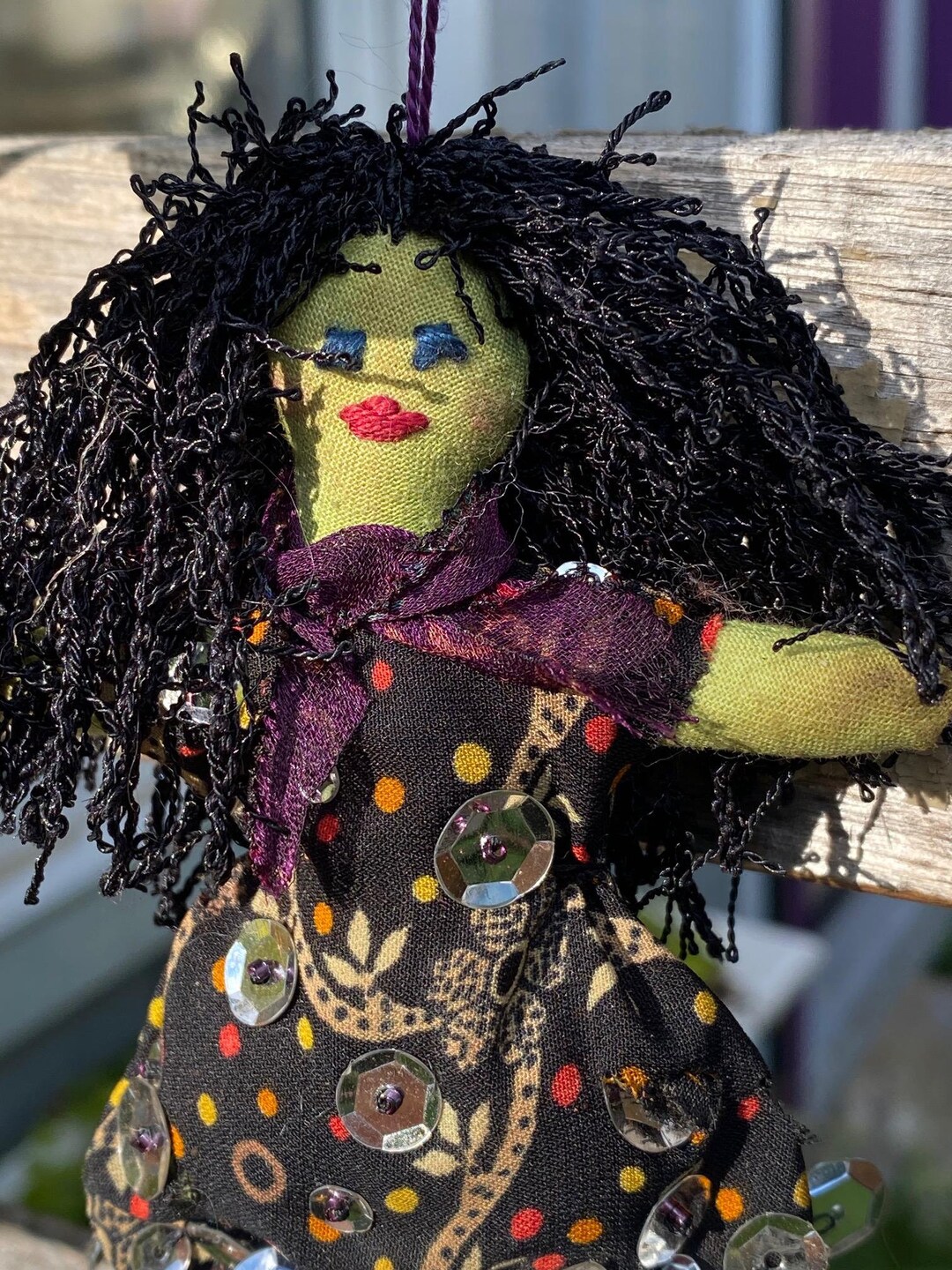 Autumn Witch, Freedom - Tiny Primitive Art Doll Ornament - Etsy