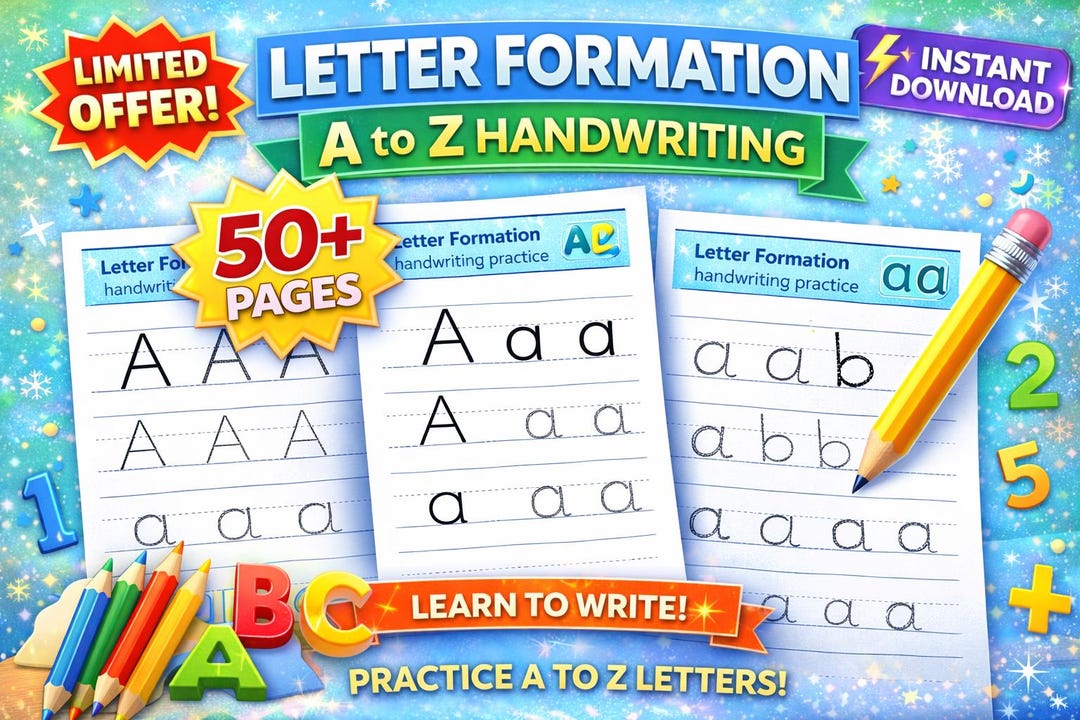 Letter Formation Handwriting Practice Workbook A-Z (PDF Download) - Etsy