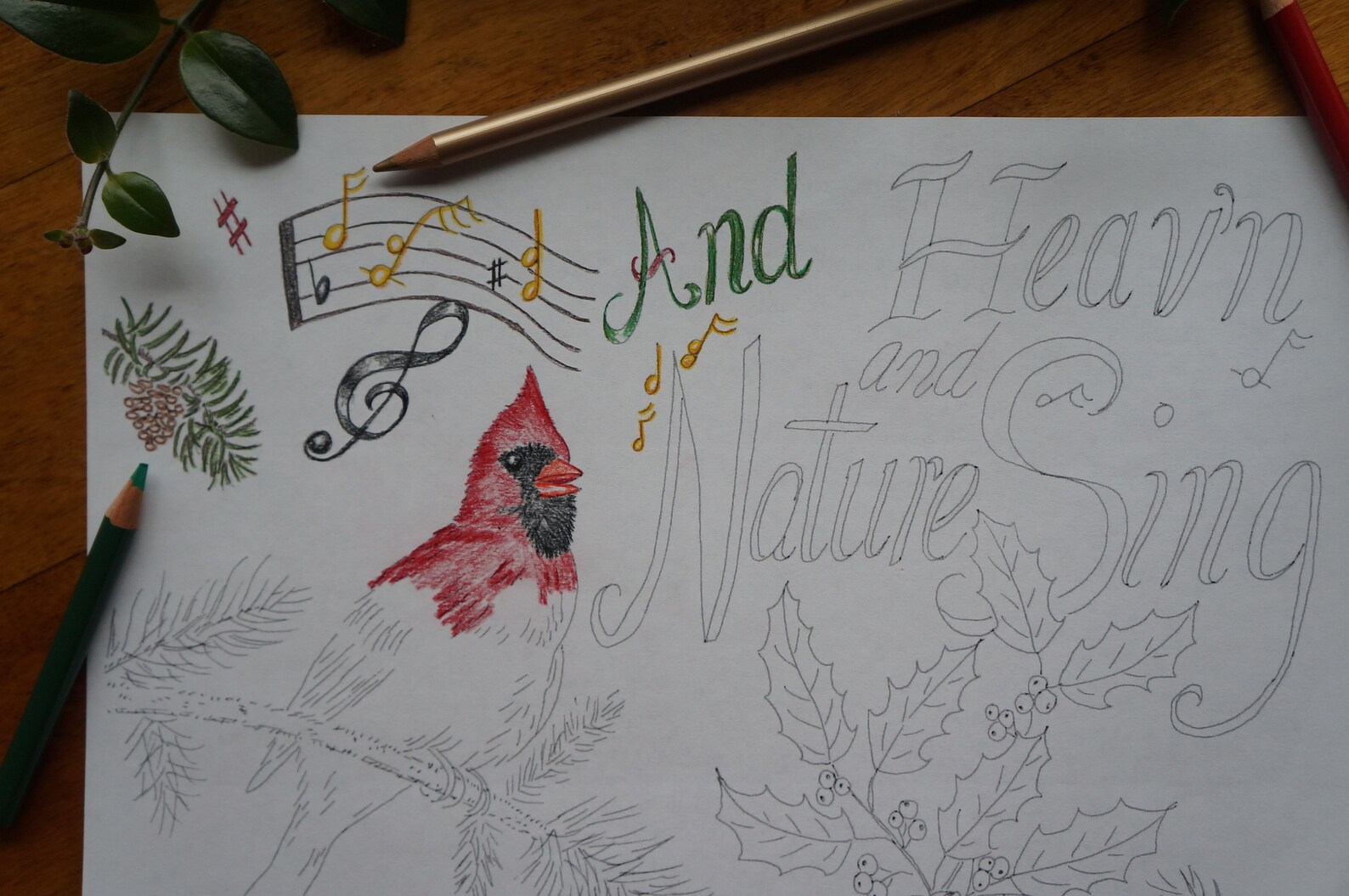 INSTANT DOWNLOAD Christmas Cardinal Coloring Page Singing - Etsy