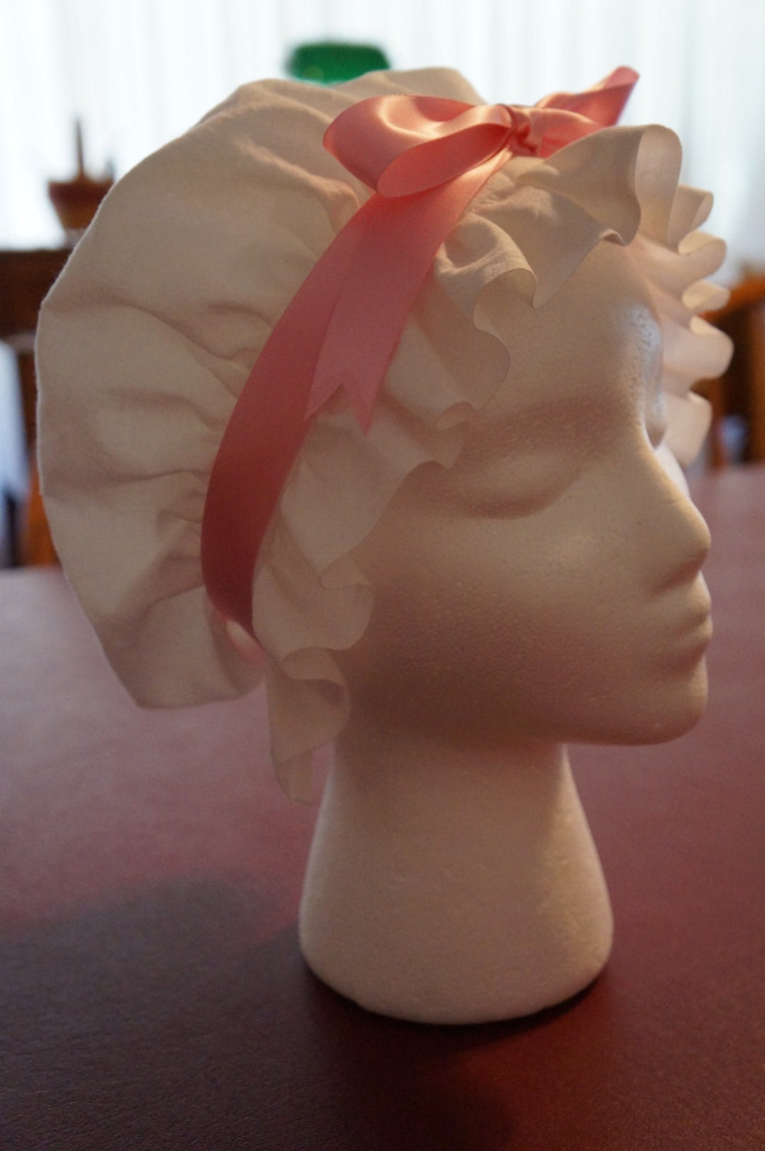 Custom Order Women's or Girls' Ruffled Dormeuse Cap W/ribbon Color ...