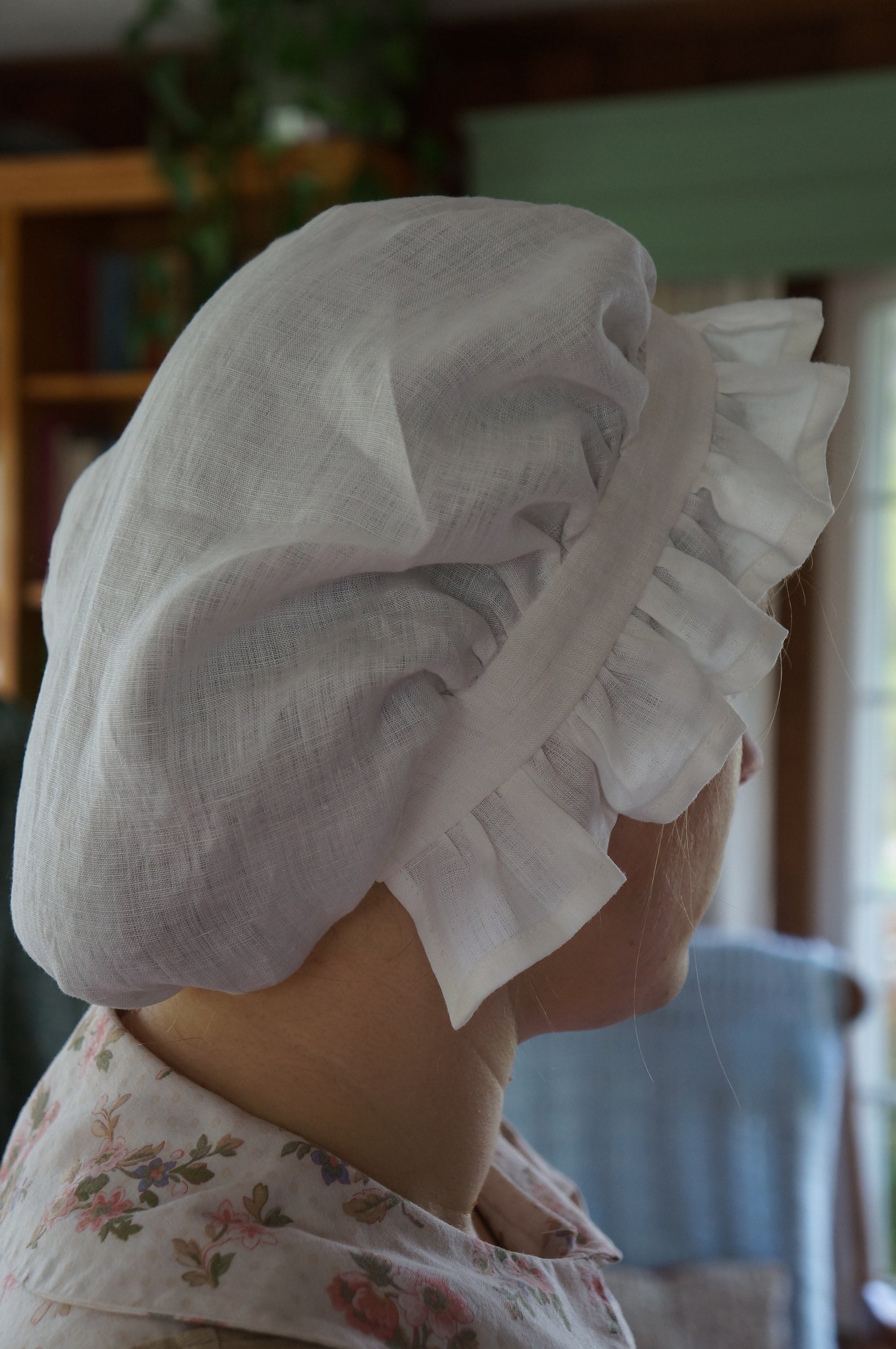 Ladies' or Girls' Ruffled Dormeuse Cap cotton or | Etsy