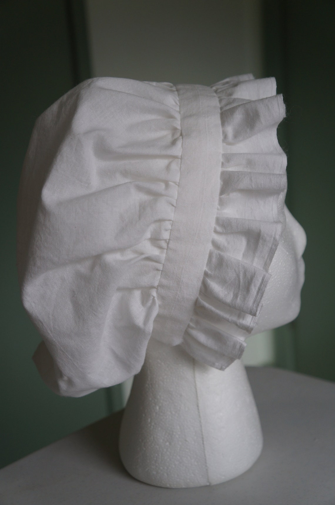 Ladies' or Girls' Ruffled Dormeuse Cap cotton or | Etsy