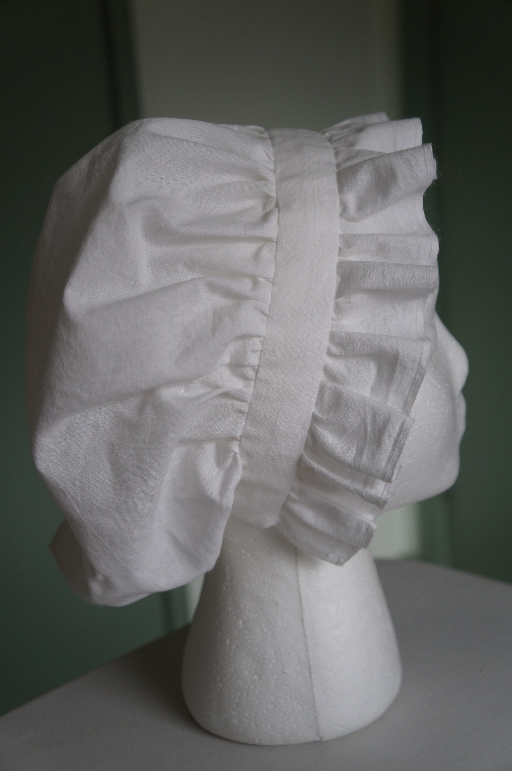 Ladies' or Girls' Ruffled Dormeuse Cap cotton or | Etsy