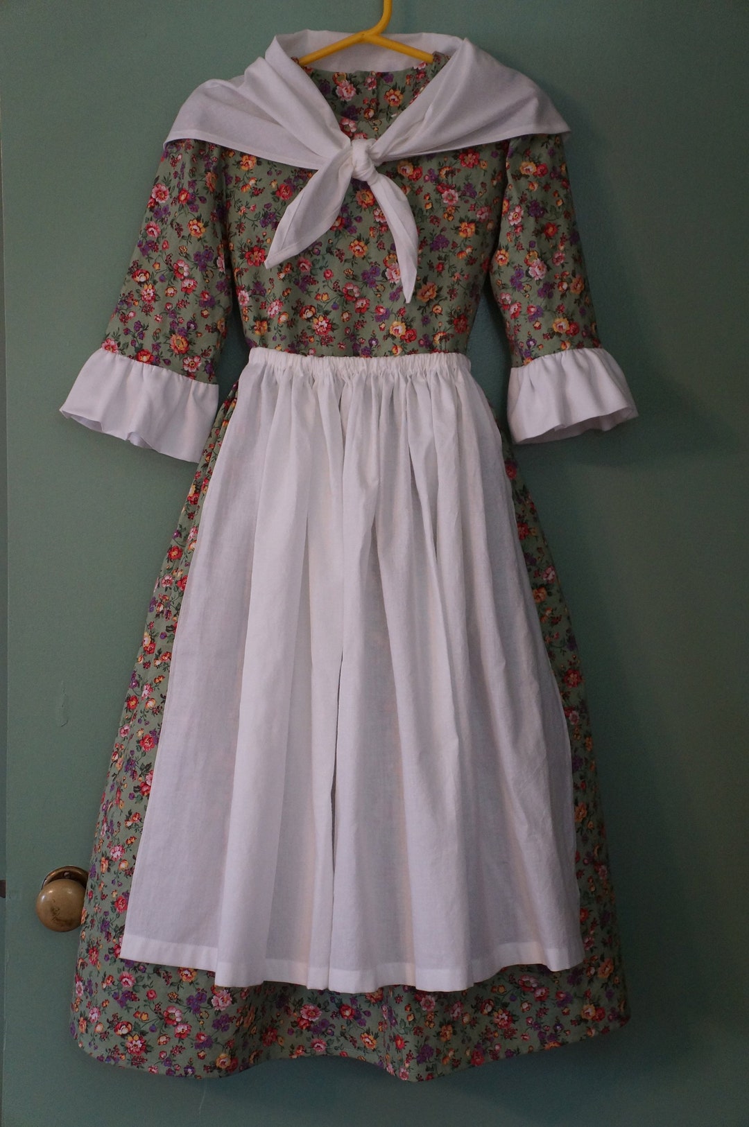 Girls' Pretty Nelly Colonial Dress W/opt. Apron, Cap, Fichu | Size 5-14 ...