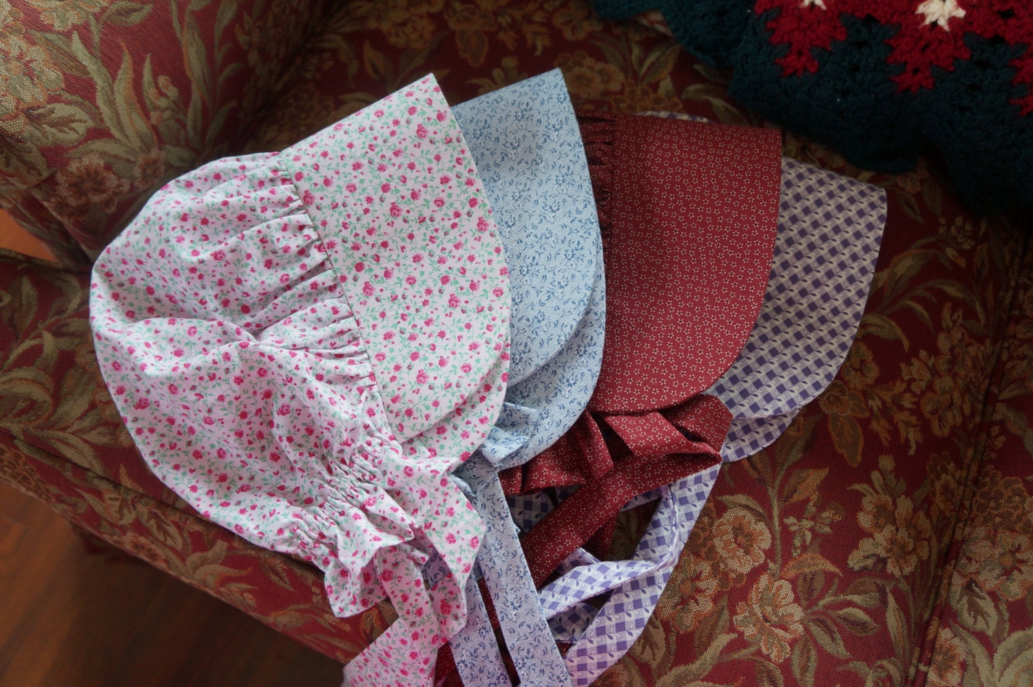 Girls Calico Prairie Bonnet Sz Small, Medium, Large | Prairie | Pioneer ...