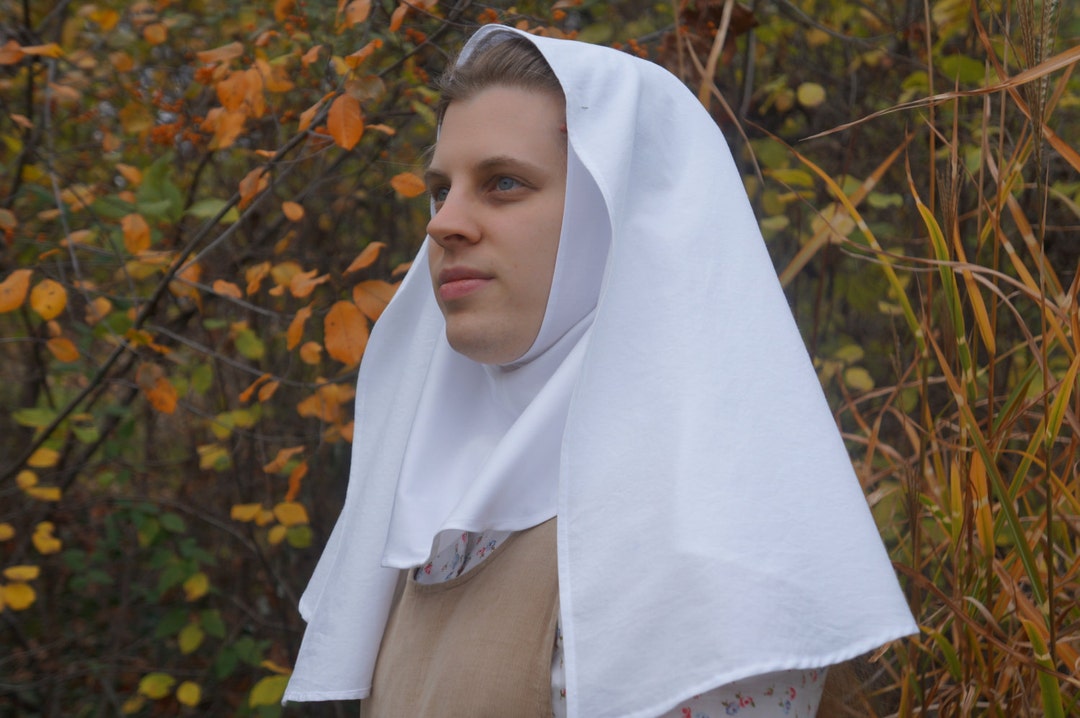 Women's White or Unbleached Medieval Veil-back Wimple And/or Veil in ...