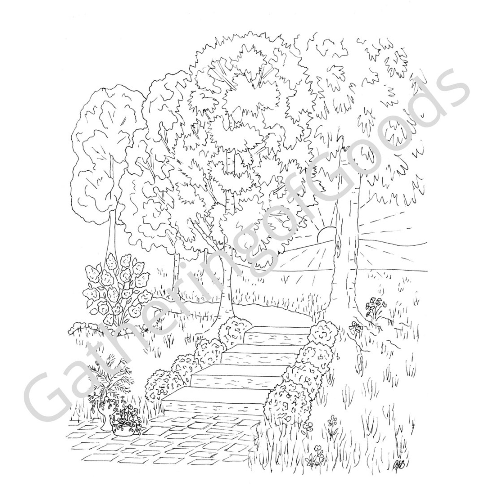 INSTANT DOWNLOAD Garden Pathway Coloring Page Garden - Etsy