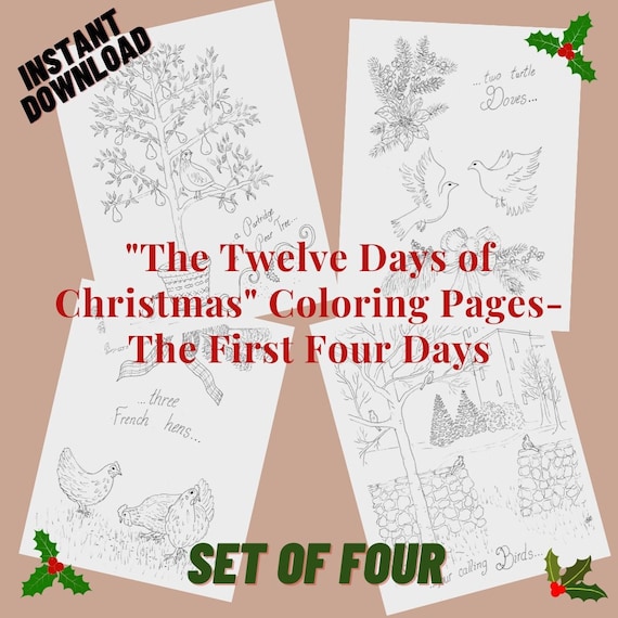 INSTANT DOWNLOAD Christmas Coloring Page Twelve Days of | Etsy