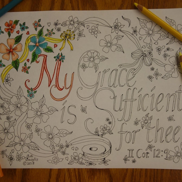 Floral Scripture Coloring Page - Etsy