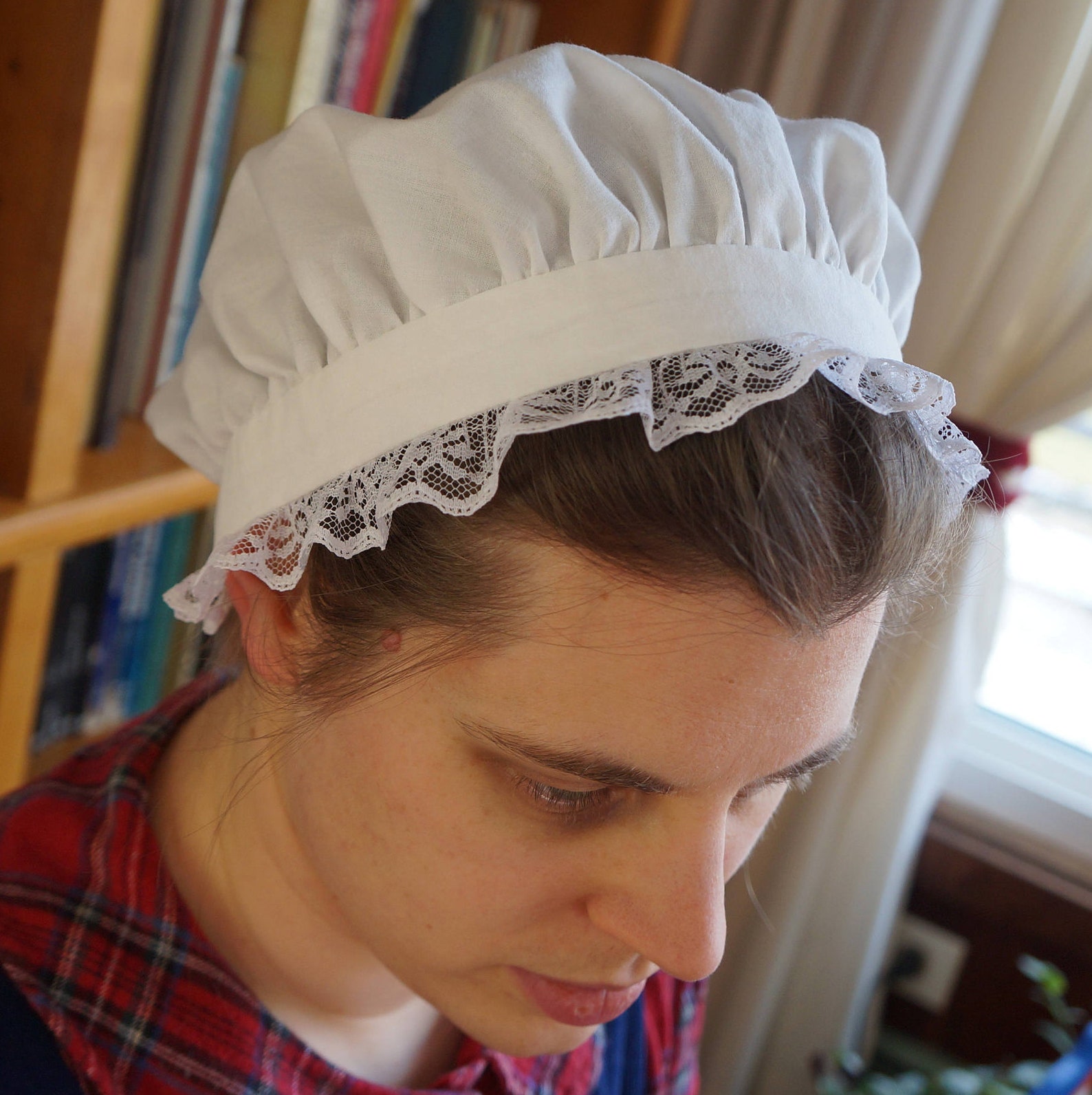 Womens' or Girls' Gathered Lace Dormeuse Cap Cotton - Etsy