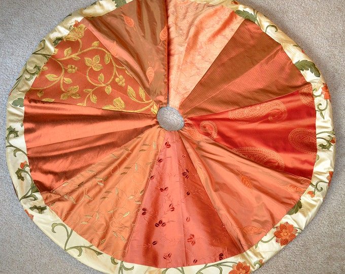 Copper and Gold Silk Handmade Christmas Tree Skirt - Etsy