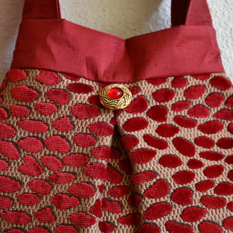 Small Red Velvet and Silk Leopard Shoulder Purse | Etsy