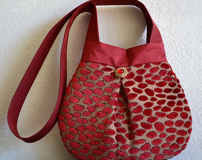 Small Red Velvet and Silk Leopard Shoulder Purse - Etsy