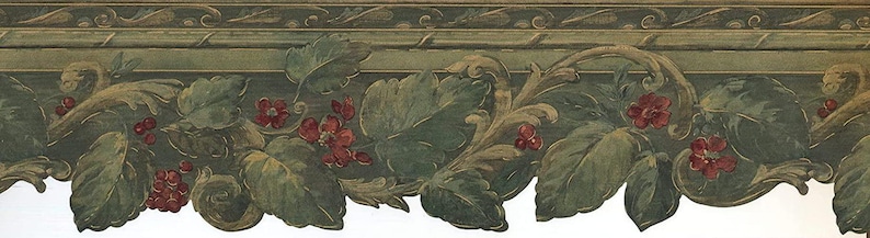 Berry Vine Wallpaper Border – Botanical Trim, Cottage Kitchen Decor ...