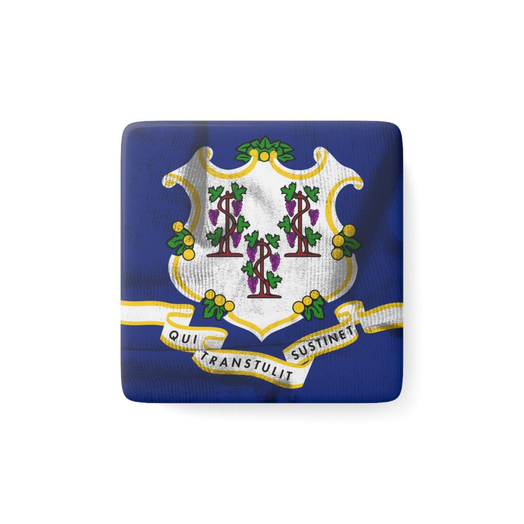 Connecticut Flag Porcelain Magnet, Square Magnet, Americana Decor, Home ...