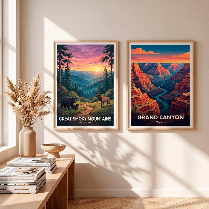 Grand Canyon Poster Vintage Travel Print Arizona Wall Art Retro ...