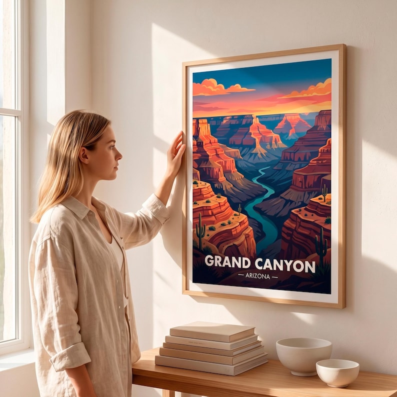 Grand Canyon Poster Vintage Travel Print Arizona Wall Art Retro ...