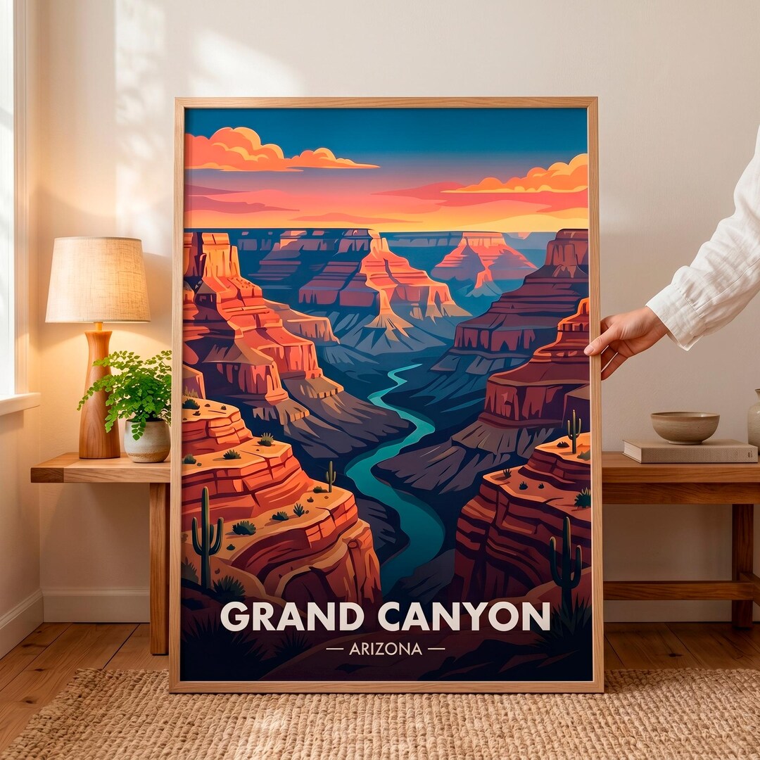 Grand Canyon Poster Vintage Travel Print Arizona Wall Art Retro ...