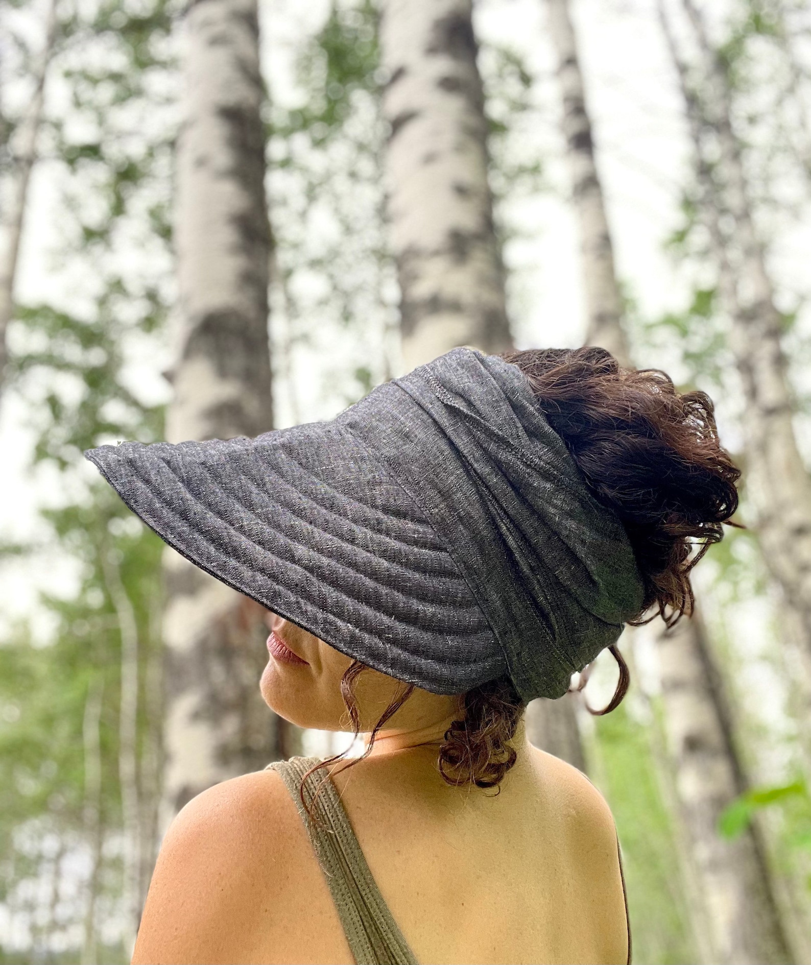 Salt and Pepper Wrap Visor Wide Brim Linen Sun Hat - Etsy