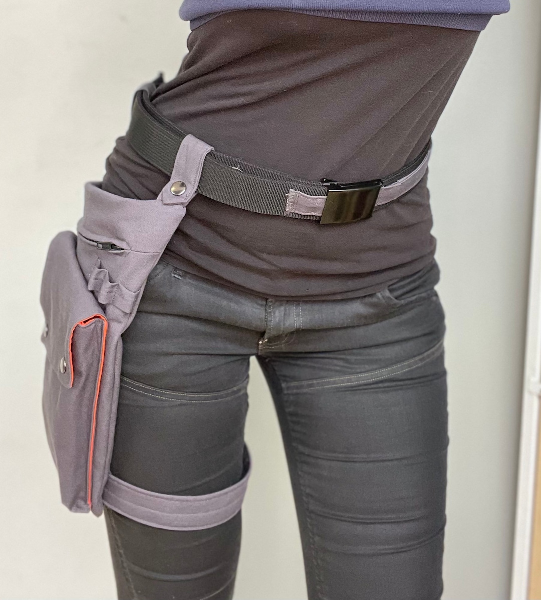 Charcoal Grey Water Resistant Leg Bag and Small Pocket With Adjustable ...