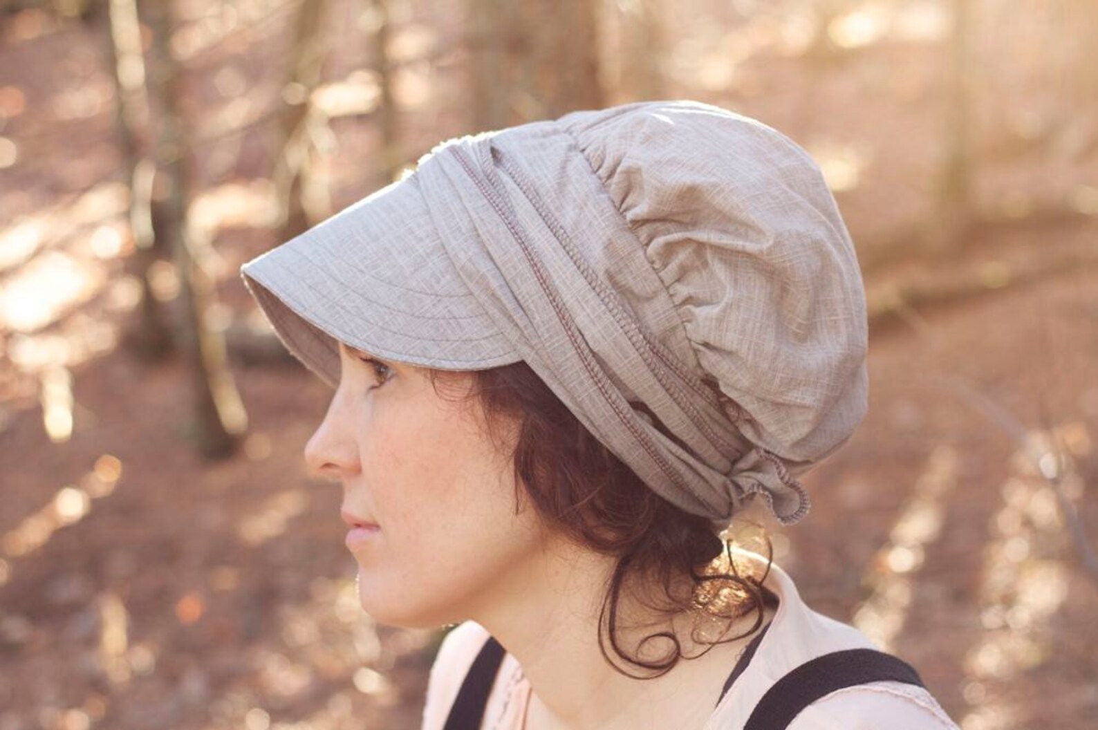 Grey Linen Wrap Bonnet Sun Hat | Etsy