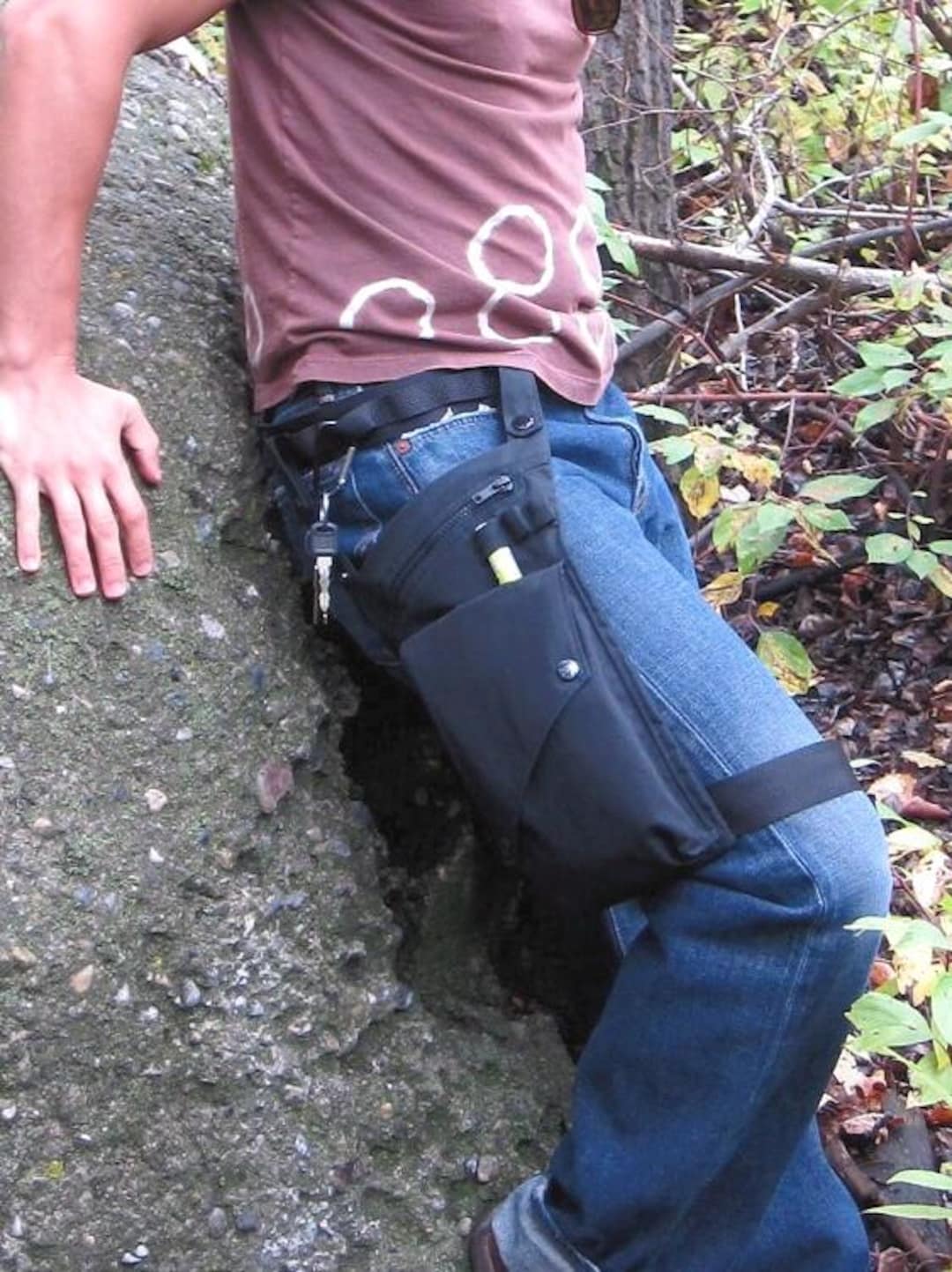 Black Water Resistant Utility Leg Bag With Leg Strap & Multi Purpose ...