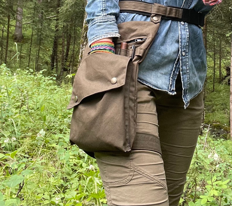 Olive Canvas Leg Bag With Adjustable Belt: Earthworker Utility Pouch - Etsy