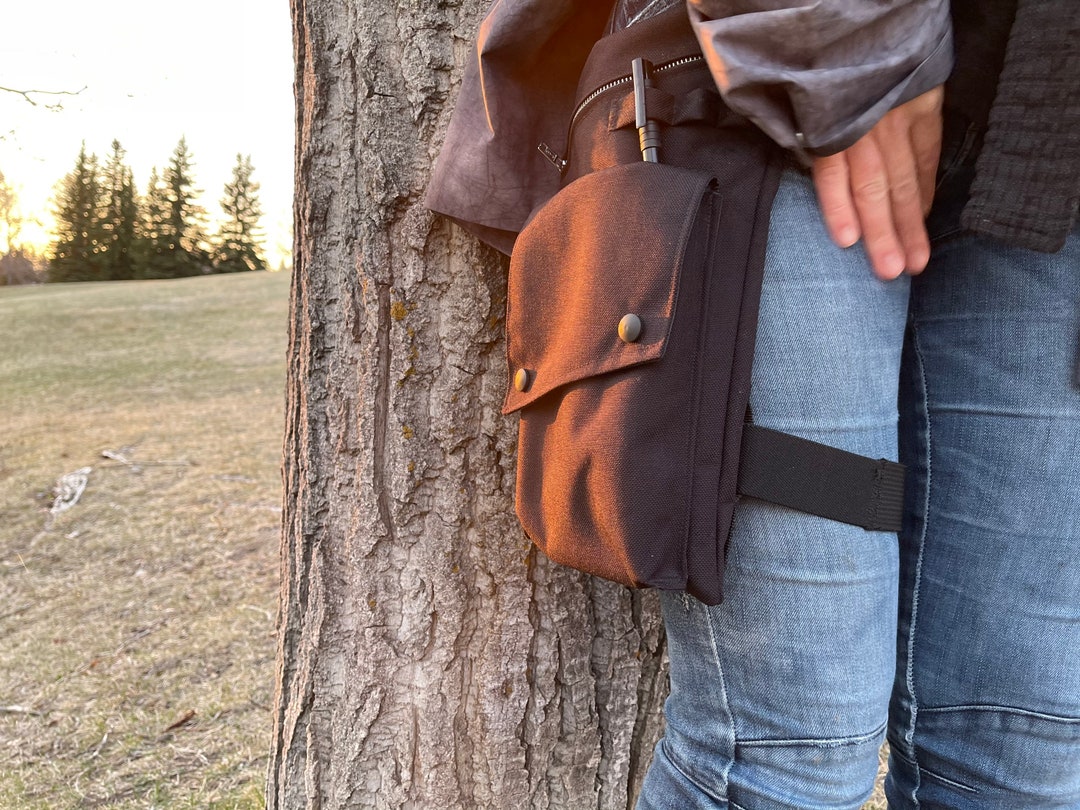 SAMPLE SALE Cordura Utility Leg Bag: Black Canvas, Stretch Strap ...