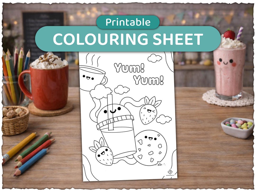 Kawaii Food Coloring Page for Kids | Printable Activity Sheet (digital ...