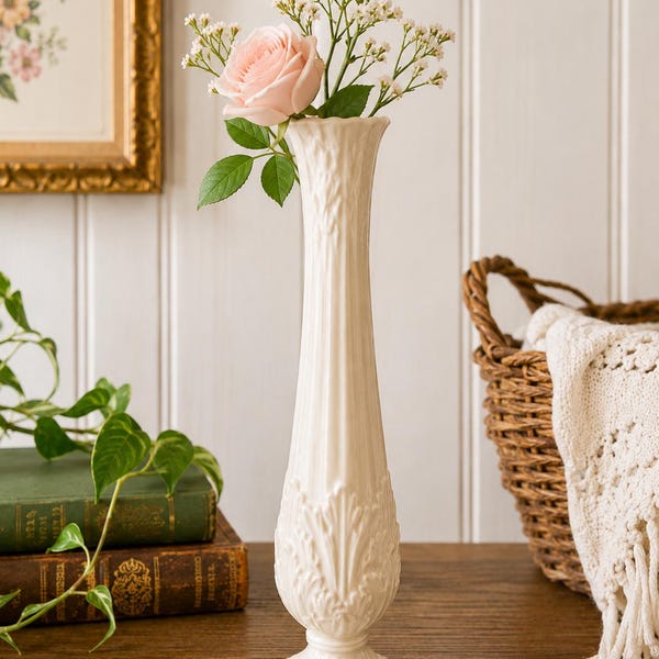 Tall Ivory Ceramic Vase - Etsy