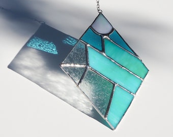 Stained Glass Diamond Suncatcher With Chain & Bead Embellishment - Etsy