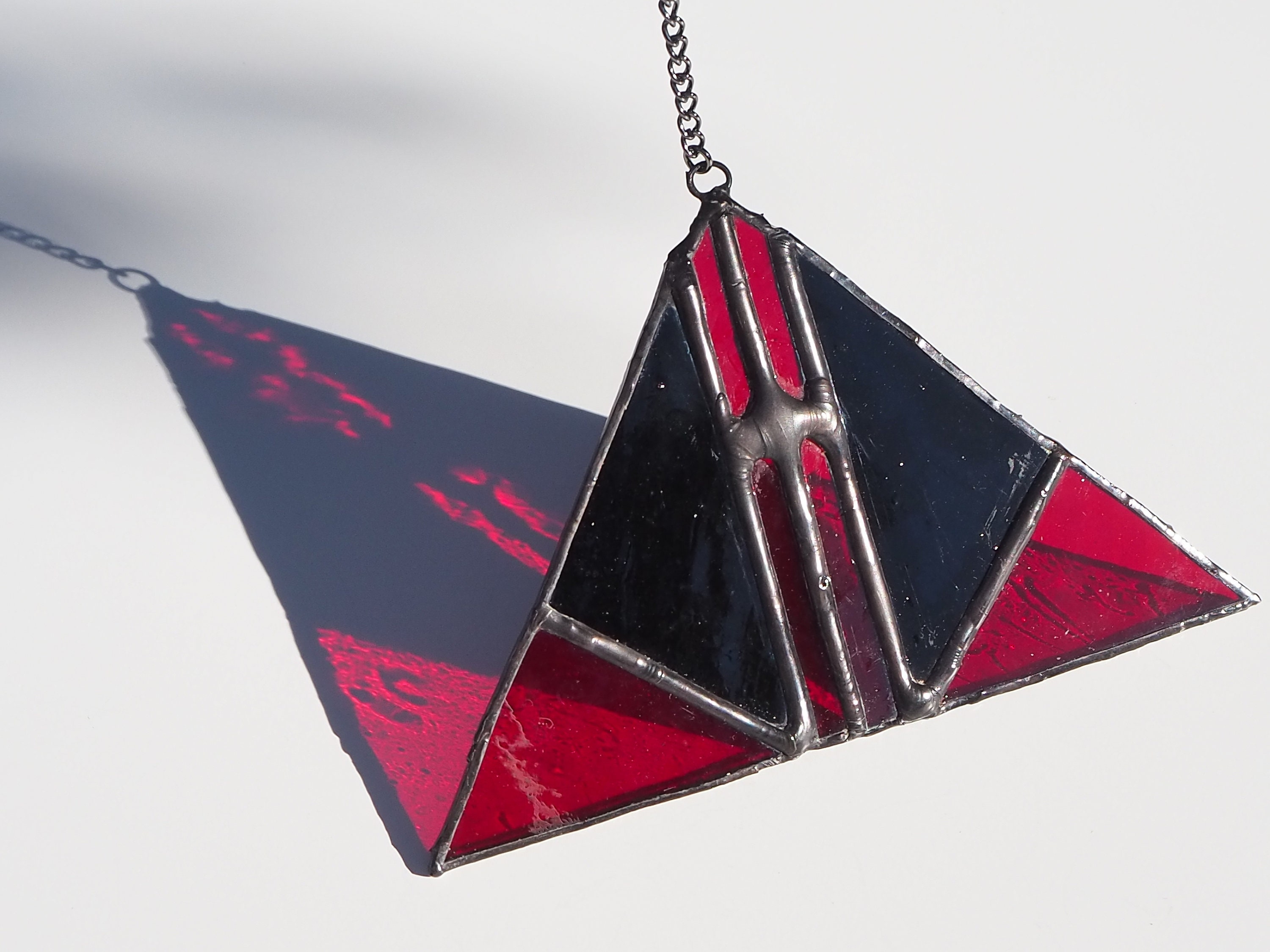 Stained Glass Triangle Hanging-deadpool Inspired Black and Red - Etsy