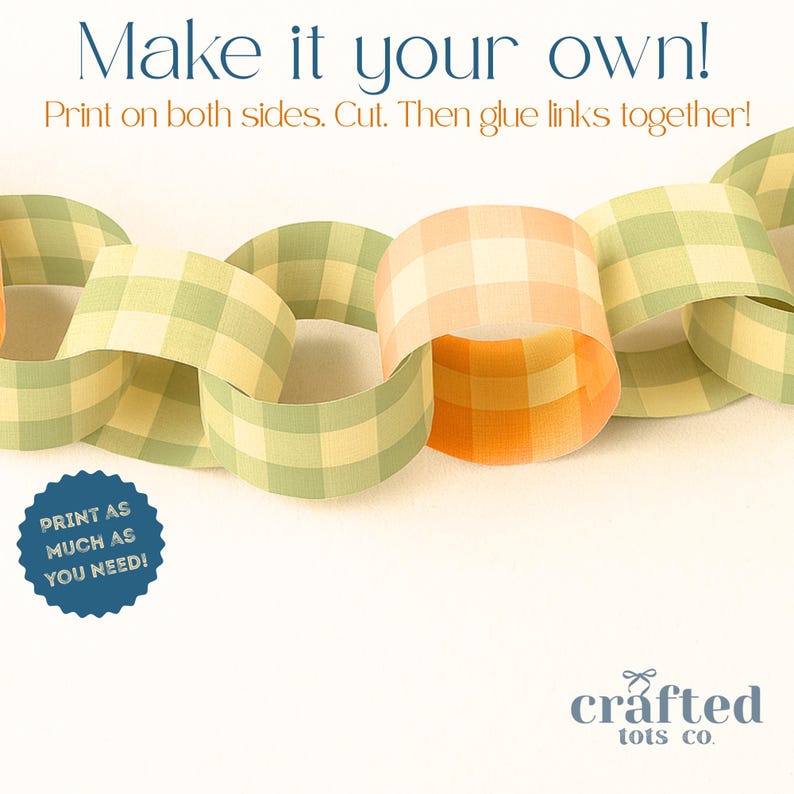 Printable Plaid Paper Chain Garland Kit: Fall Decor, Kids Craft ...