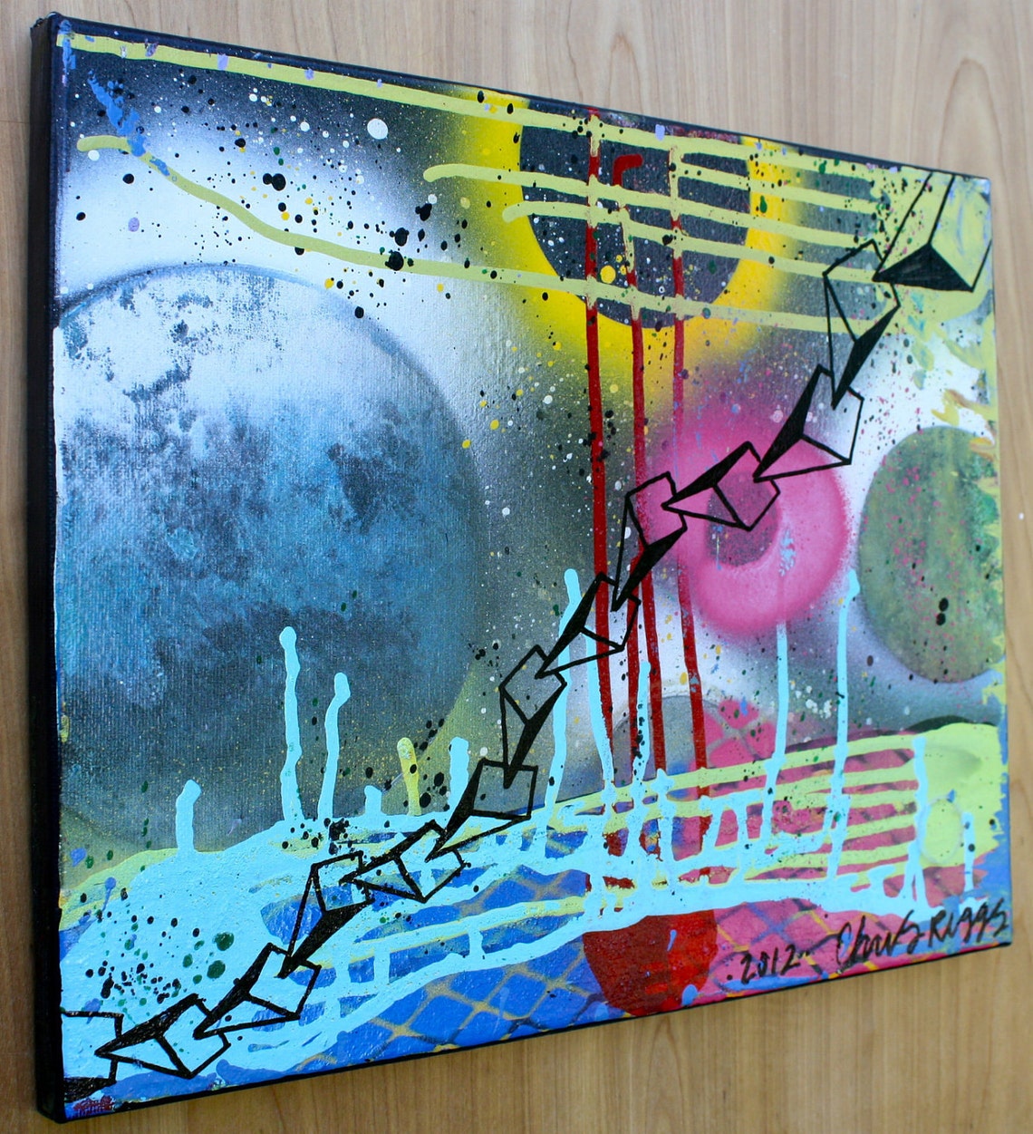 ORIGINAL Abstract Contemporary Urban Cubism Fine Art Spray Paint ...