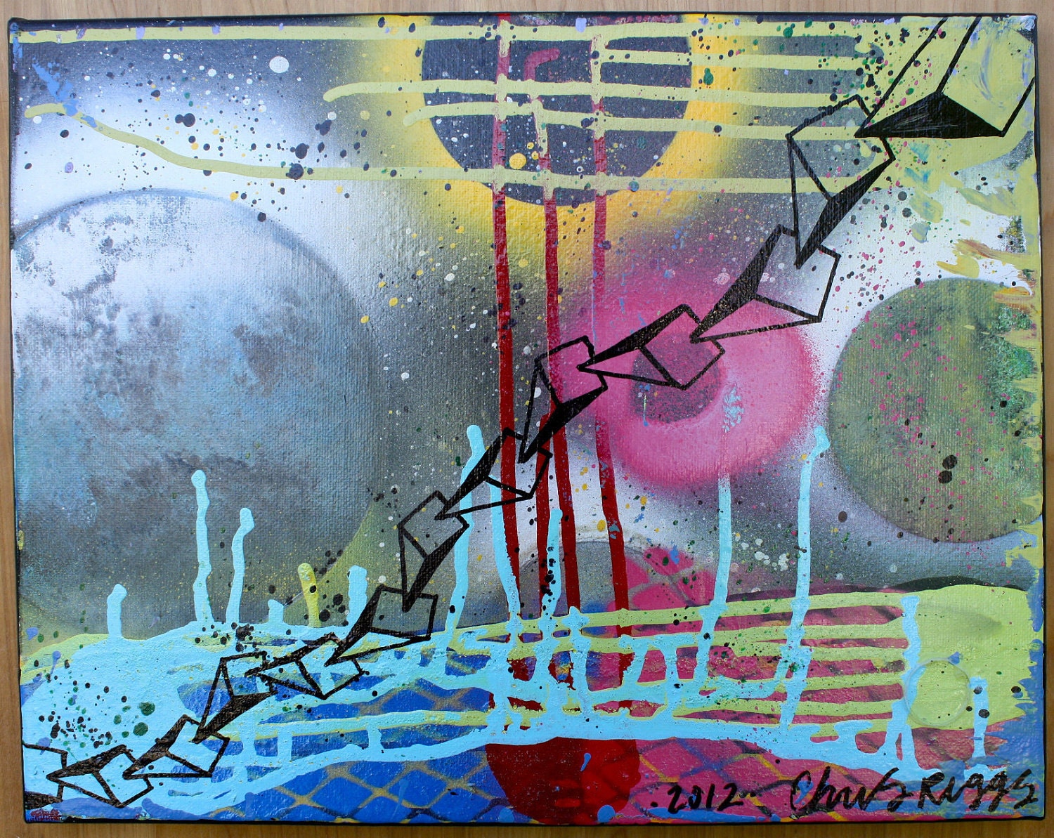 ORIGINAL Abstract Contemporary Urban Cubism Fine Art Spray Paint ...