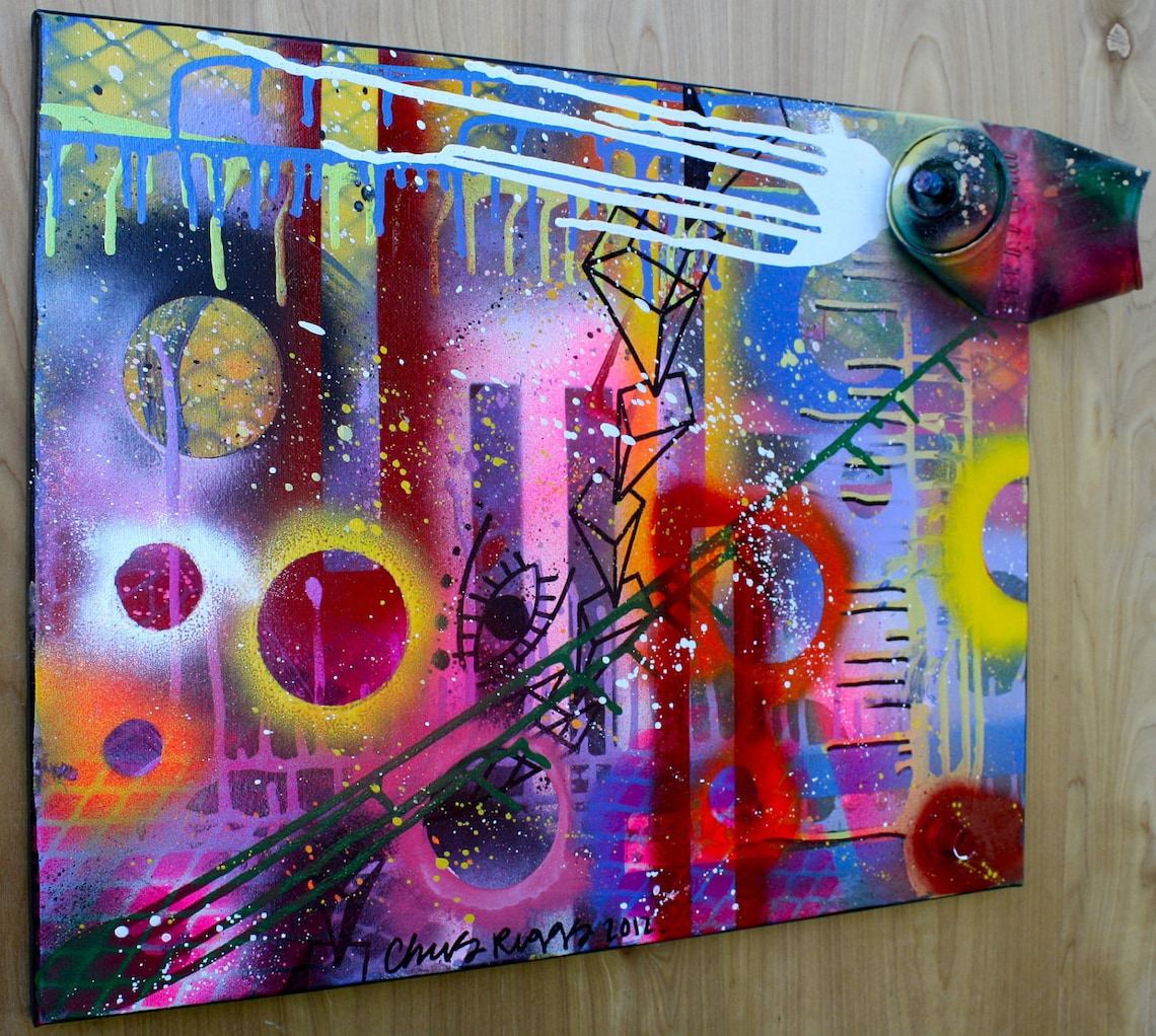 ORIGINAL Abstract Contemporary Pop Art Fine Art Spray Paint Modern ...