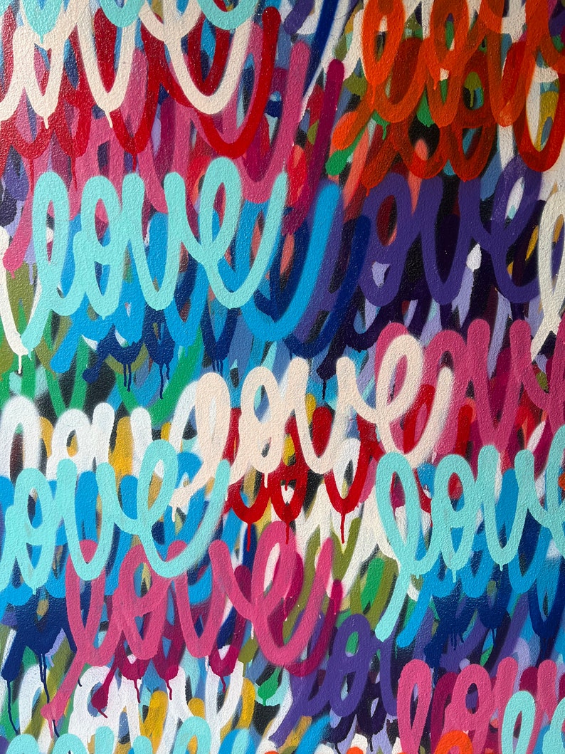 Love 144 X 56 Inches Street Art Graffiti Contemporary Modern Art Pop Art Spray Paint Original ...