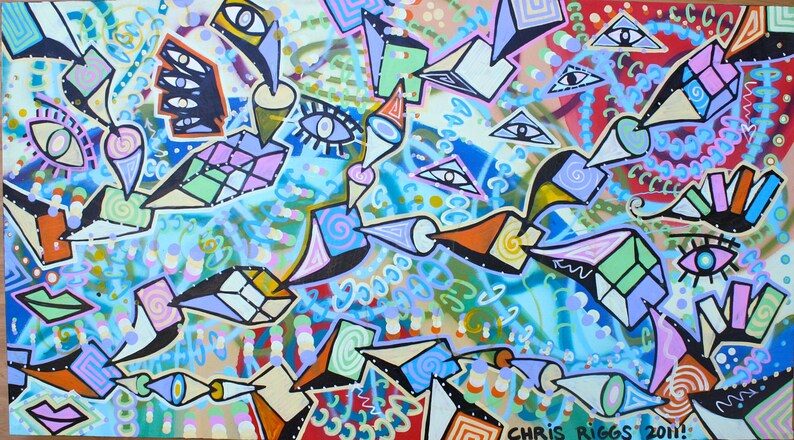 ORIGINAL Large 72 X 40 Surrealism Cubism Abstract Street Art Urban Pop ...