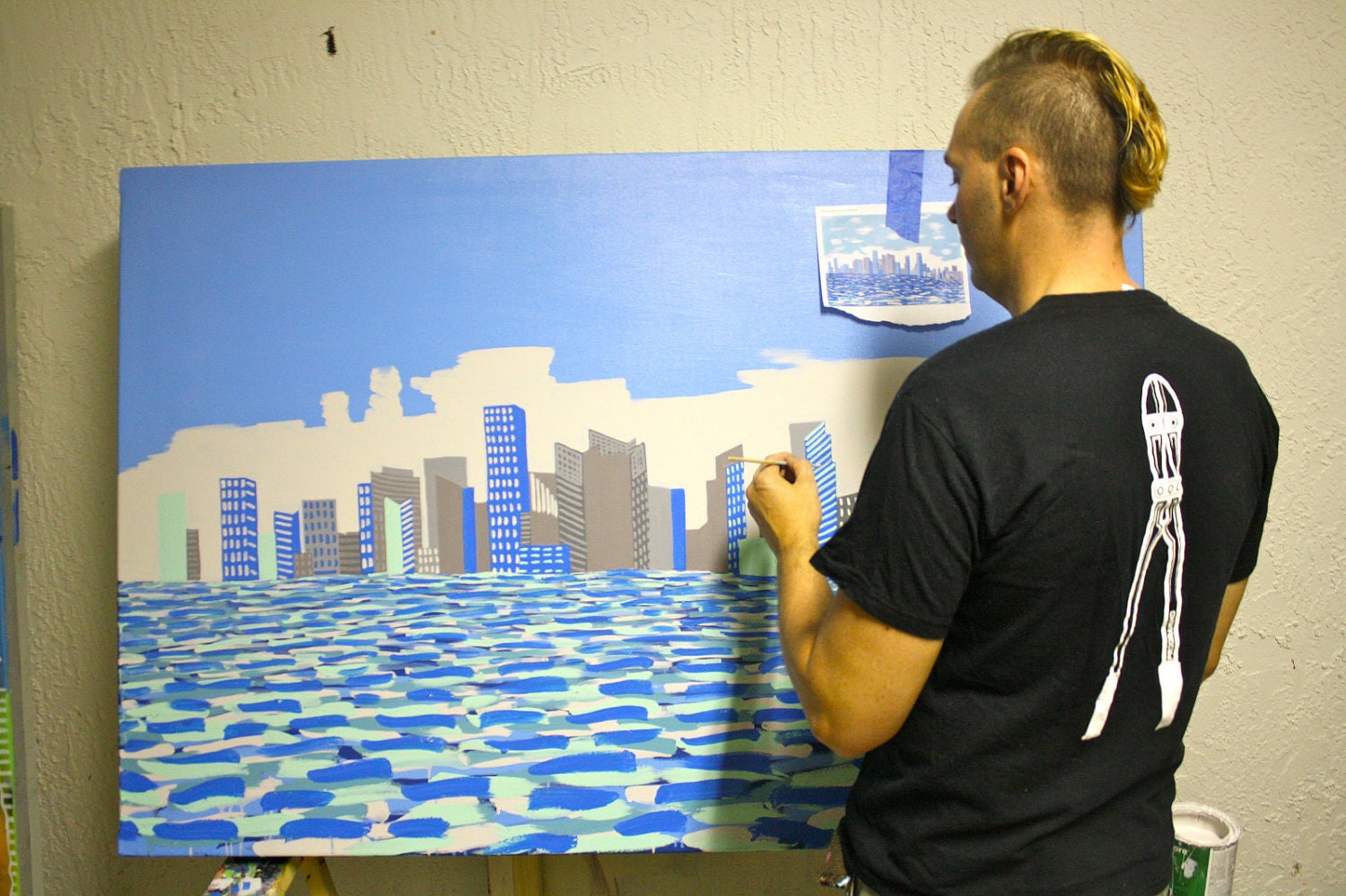 ORIGINAL Large Miami Cityscape Fine Art Canvas Modern Contemporary ...